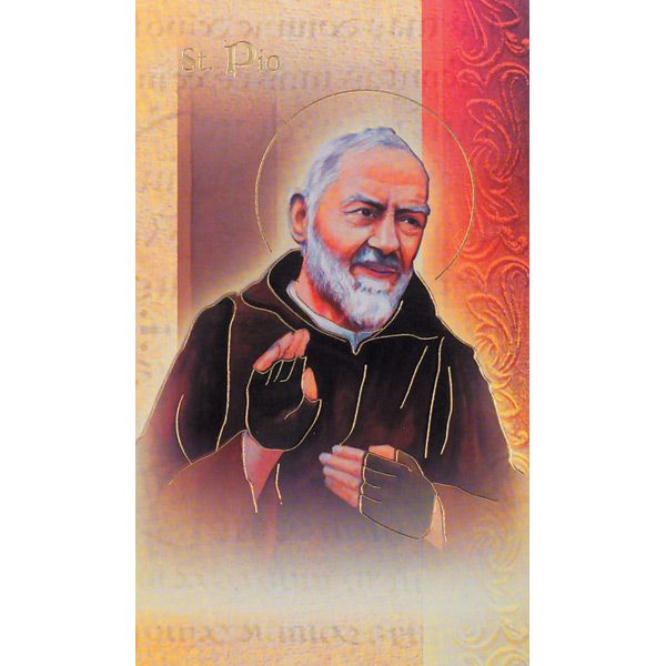 Padre Pio Mini Lives of the Saints Holy Card – Catholic Home and Church