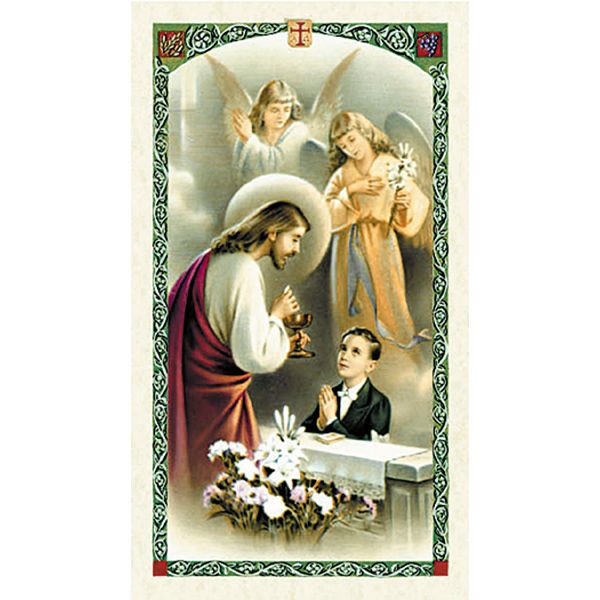 Boy with Christ Communion Holy Card – Catholic Home and Church
