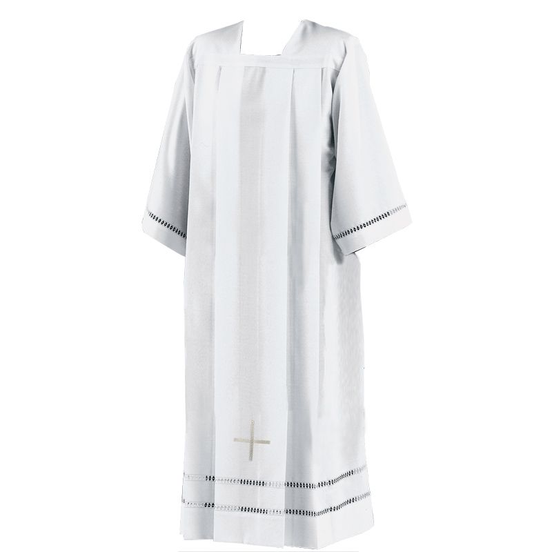 Solivari Vatican Alb, Two Bands with Embroidery – Catholic Home and Church