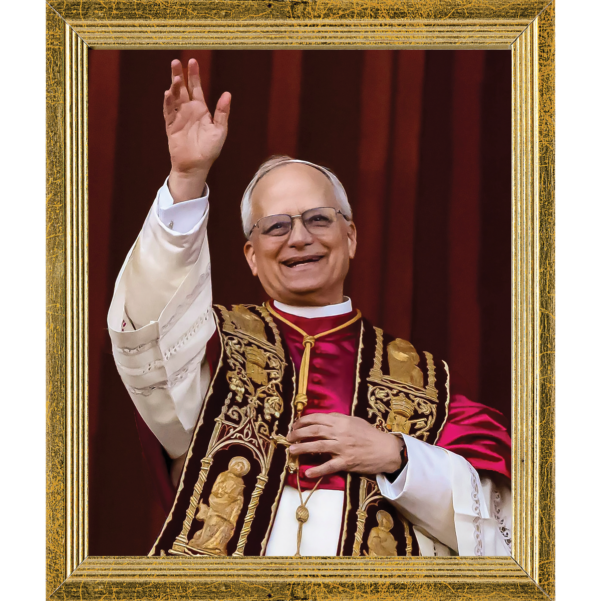 Pope Leo XIV Waving Framed Picture – Catholic Home and Church