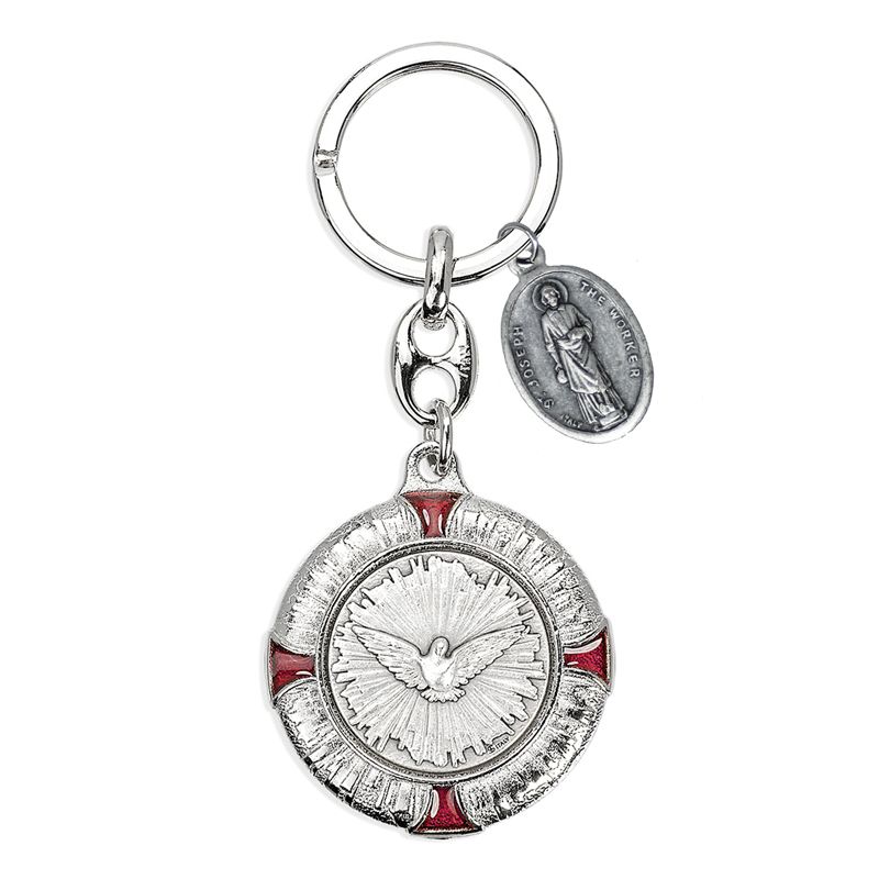 Holy Spirit Keychain with Patron Saint – Catholic Home and Church